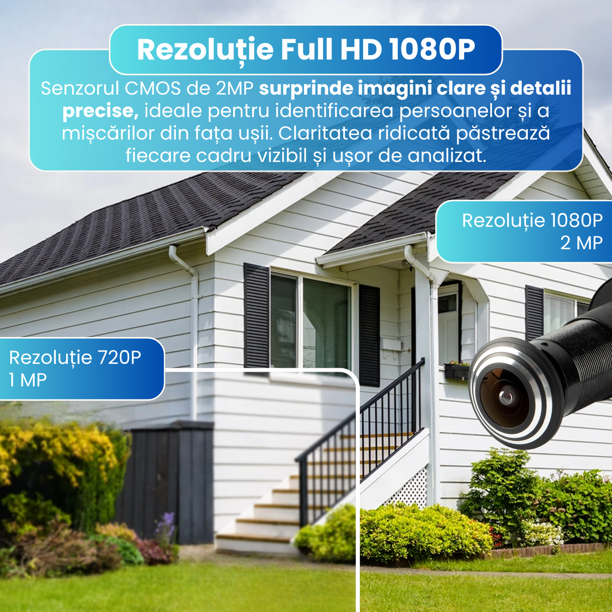 Vizor usa cu camera video WiFi, inregistrare Full HD, unghi 140 ...