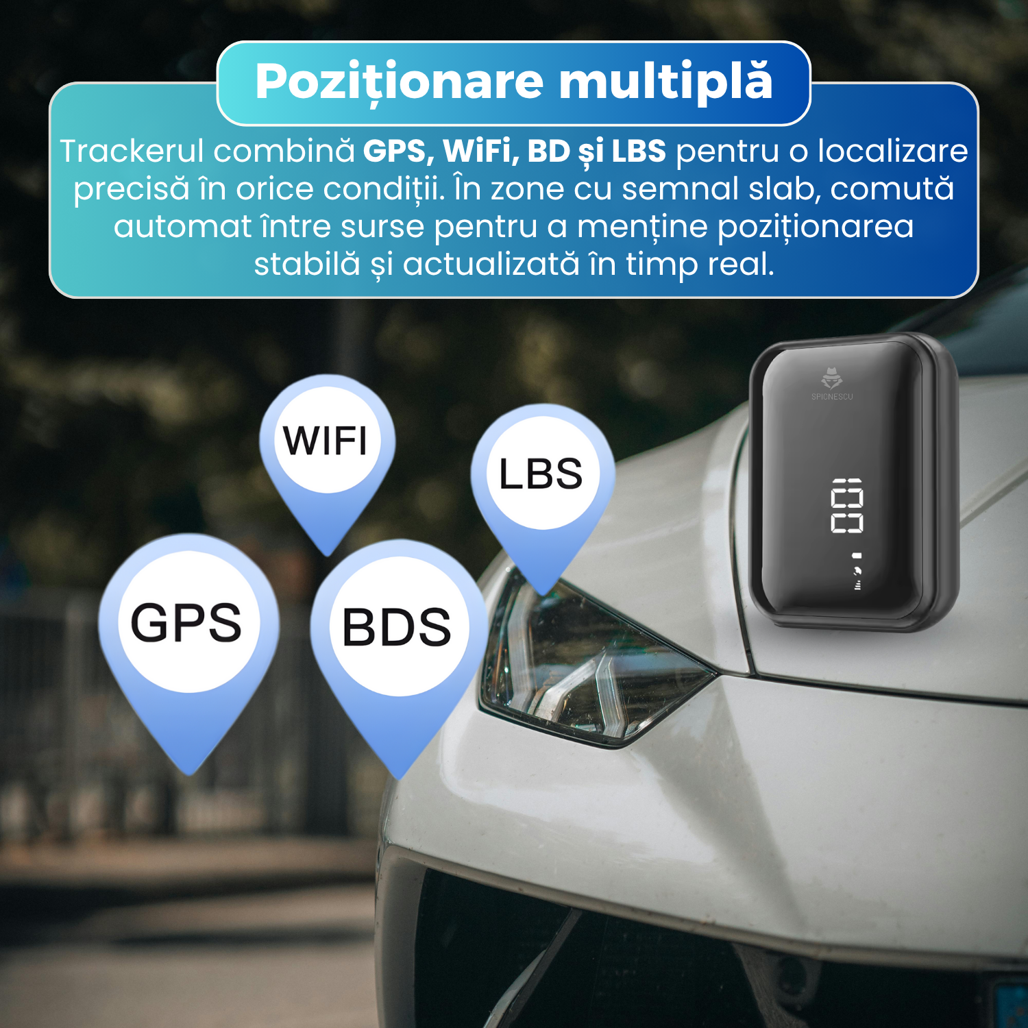 Tracker GPS PG10, 4G, magnet puternic, baterie 3000 mAh, alerte multip